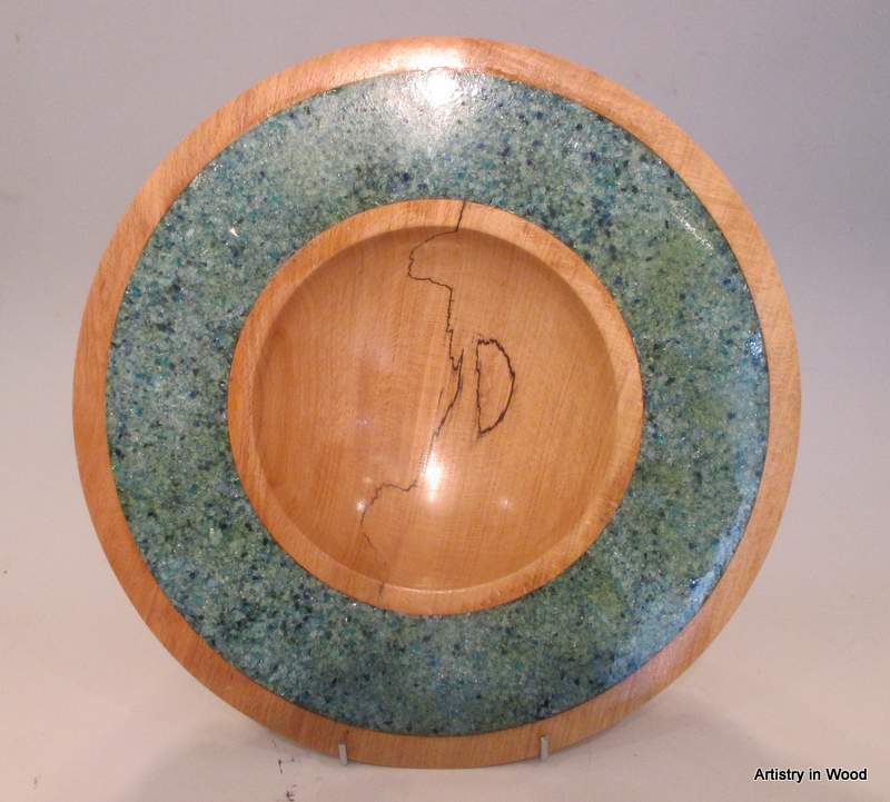Artistry In Wood: Wood and Glass Wide Rimmed Bowls
