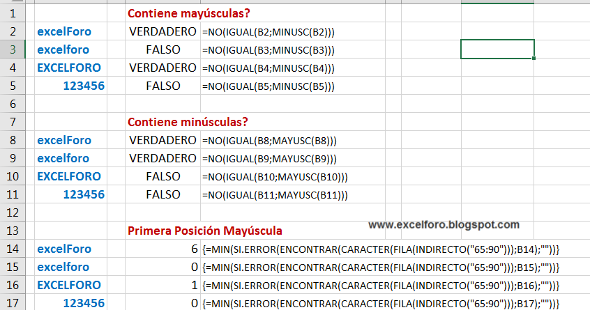 Encontrar Mayúsculas y Minúsculas en Excel | EXCEL FORO: Un blog de Excel