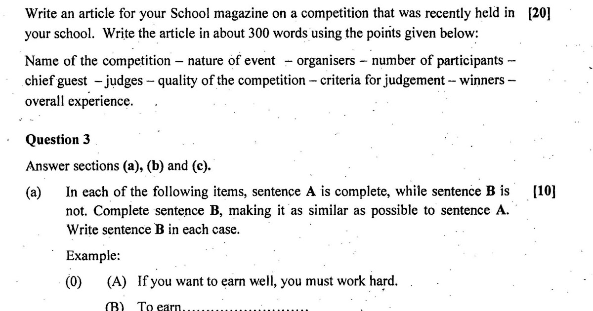 School paper: Topic for english essay