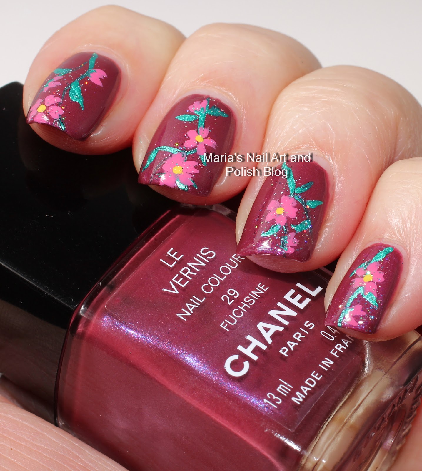 Marias Nail Art and Polish Blog: Flowery Fuchsine