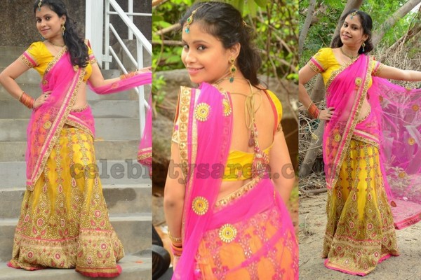 Sumi Ghosh Yellow Half Saree - Saree Blouse Patterns