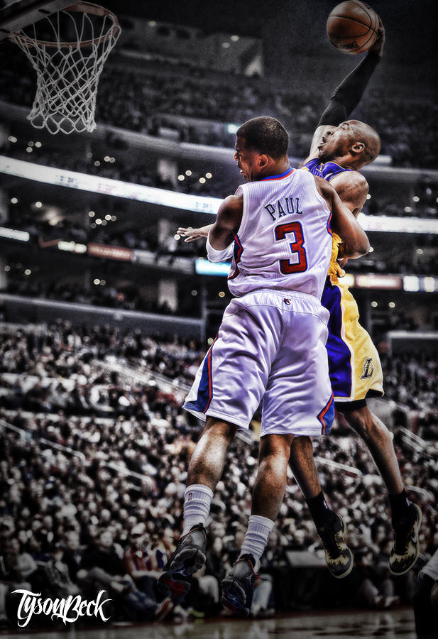 Kobe Bryant Dunks On Chris Paul Wallpaper