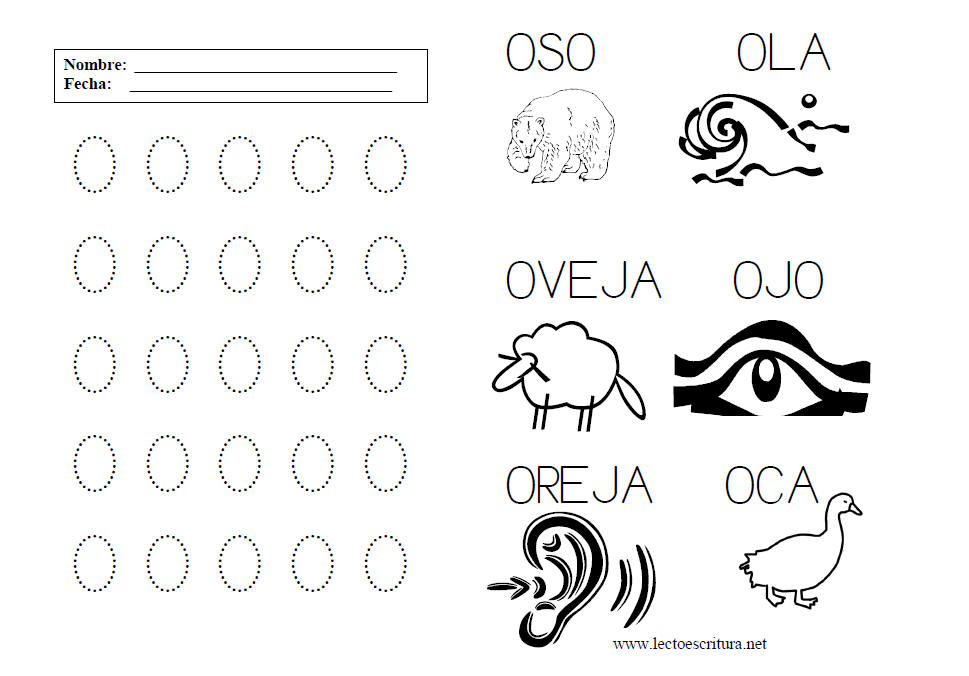 Material educativo para maestros: Actividades de apresto letra O