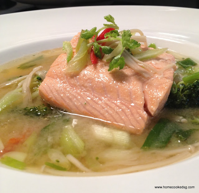 Home Cooked Grub: Salmon Poached in Miso broth
