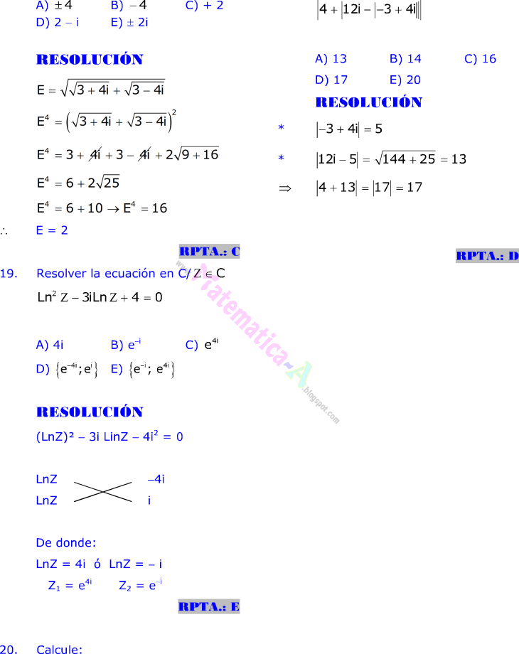 NÚMEROS COMPLEJOS EJERCICIOS RESUELTOS ~ MATEMATICAS PROBLEMAS RESUELTOS NÚMEROS COMPLEJOS EJERCICIOS RESUELTOS ~ MATEMATICAS PROBLEMAS RESUELTOS
