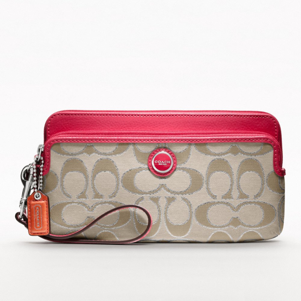 MAD FOR COACH: Coach Poppy Signature Sateen Metallic Double Zip Wallet ...