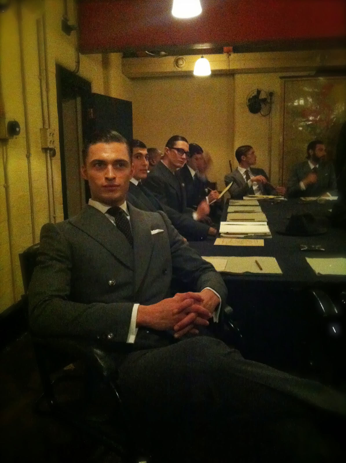 DAVIDE TAUB: Mid-Grey Herringbone Flannel DB 2-Piece Suit w/. High ...