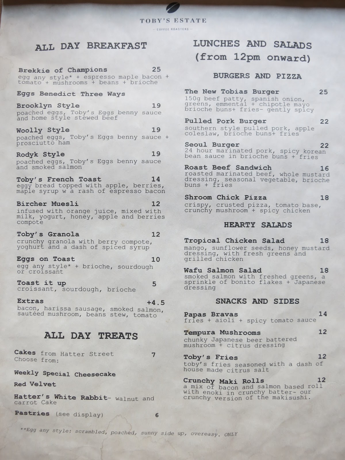 Food Review: Toby's Estate