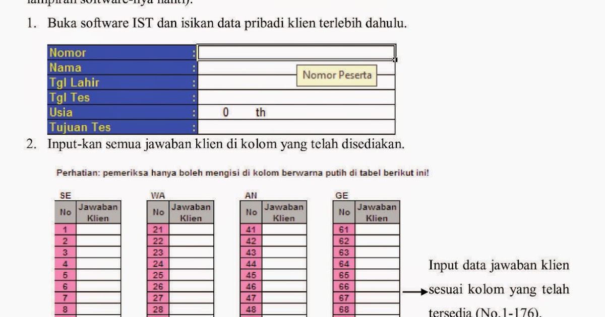 Cara Skoring IST: Cara Skoring Tes IST