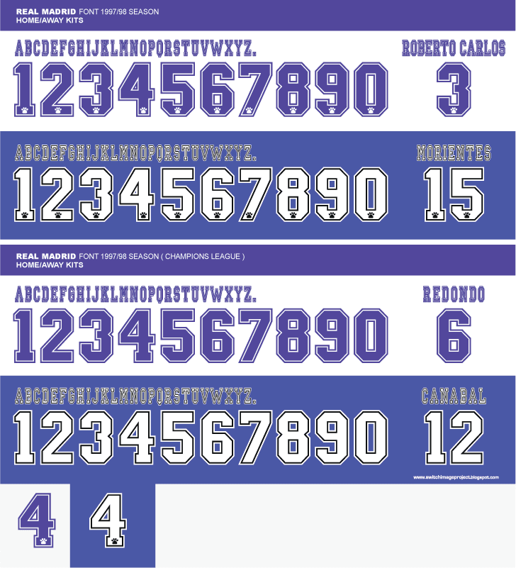 Football teams shirt and kits fan: Font Real Madrid 1997-98 Updated