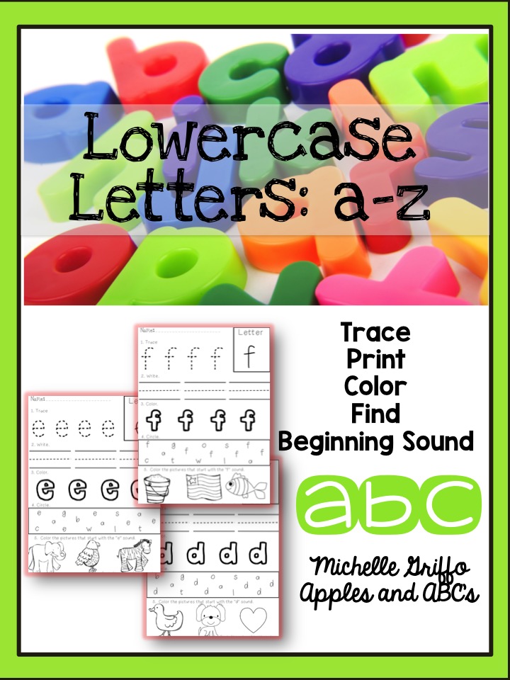 Lower Case Printing Practice - Apples & ABC's