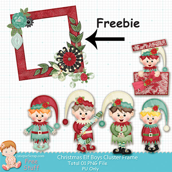 Free Digital Scrapbook Kits: Christmas Elf Boys Cluster frame freebie