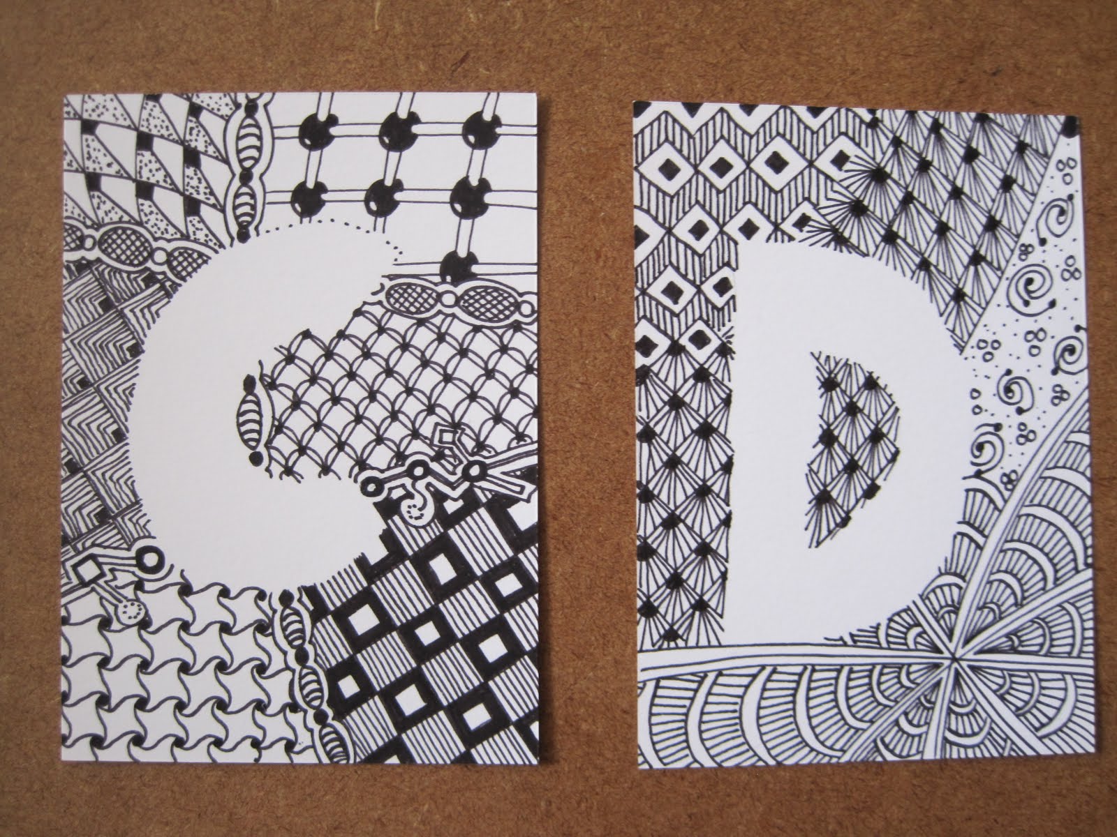 An ATC a Day: 61-64 more Zentangle letters