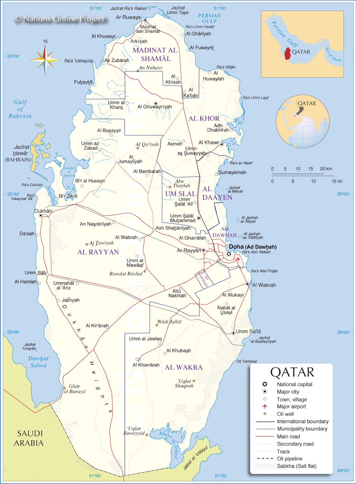 Catar ou Qatar | Mapas Geográficos do Catar
