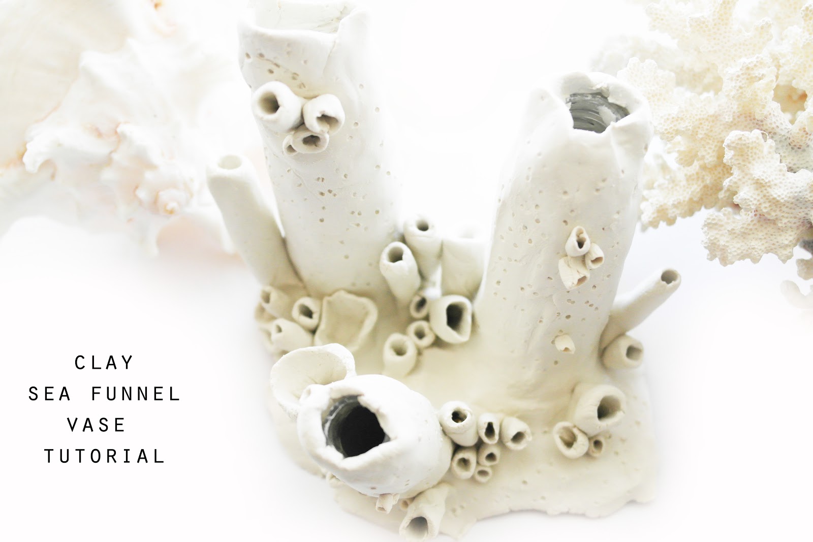 clay sea coral funnel vase tutorial