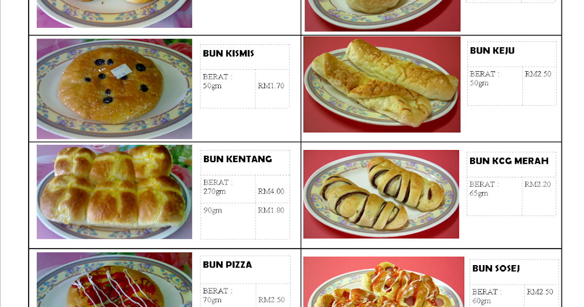 SENARAI HARGA ROTI 2017 /PRICE LIST FOR BUNS 2017