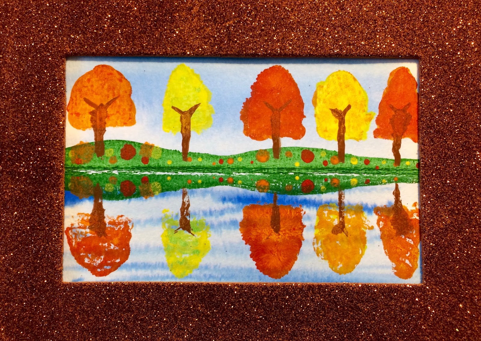 Kathy's Art Project Ideas: Fall Trees Reflected In A Pond Step by Step ...