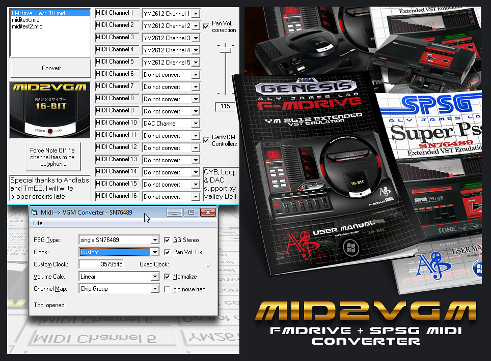 FMDrive VST (YM2612) and SPSG VST (SN76489 PSG) MIDI 2 VGM Converter ...
