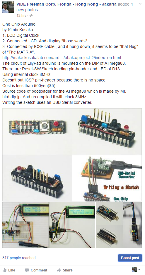 Dwika Sudrajat: 817 people reached One Chip Arduino