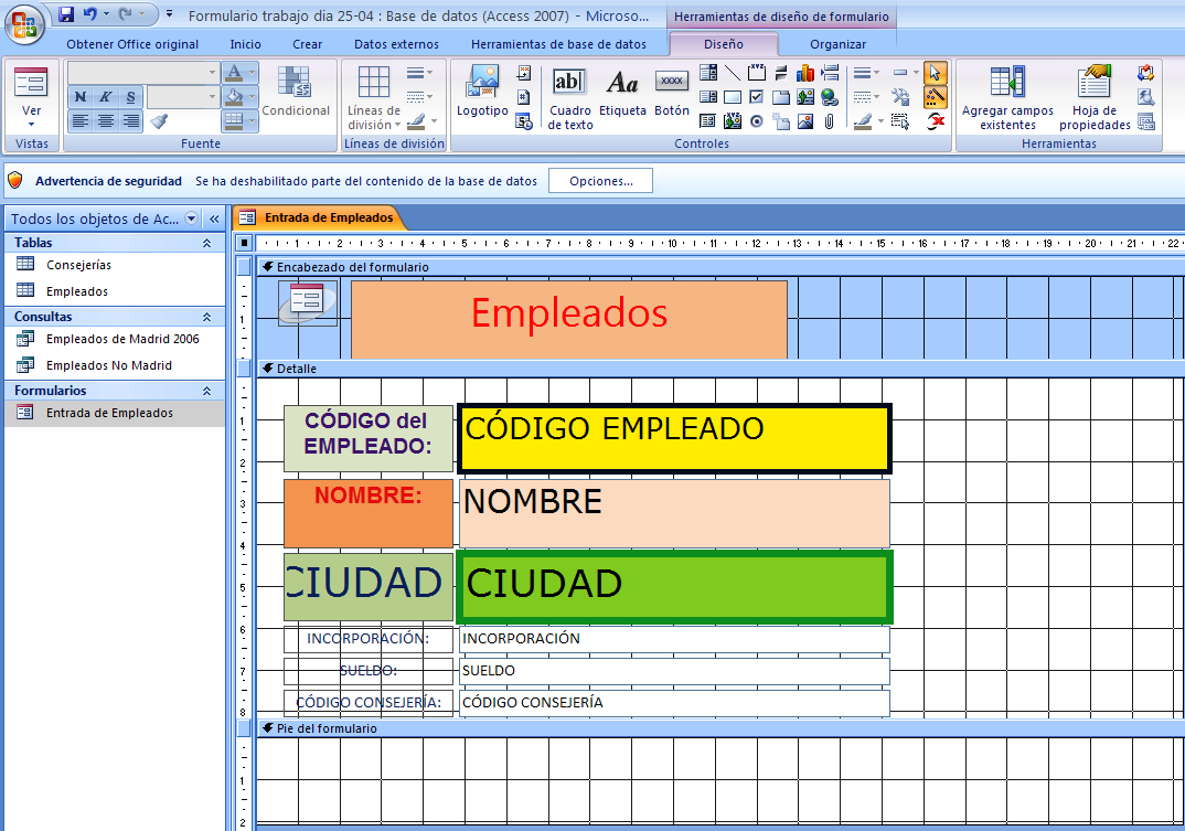 Ofimaticalpunto: Creando un formulario en la base de datos trabajo.mdb