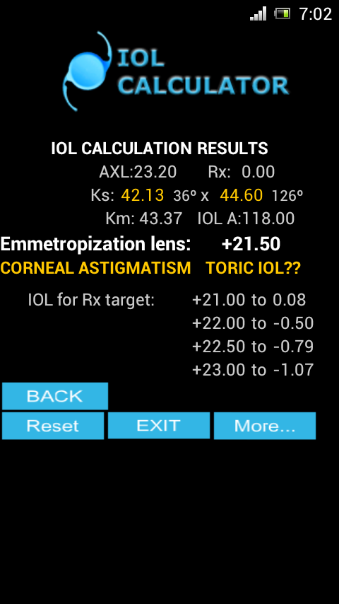 Recursos optométricos: IOL CALCULATOR