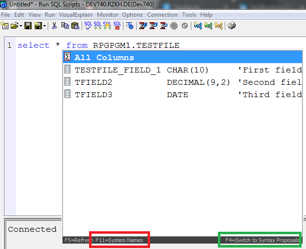 Difference in Run SQL Scripts @ RPGPGM.COM