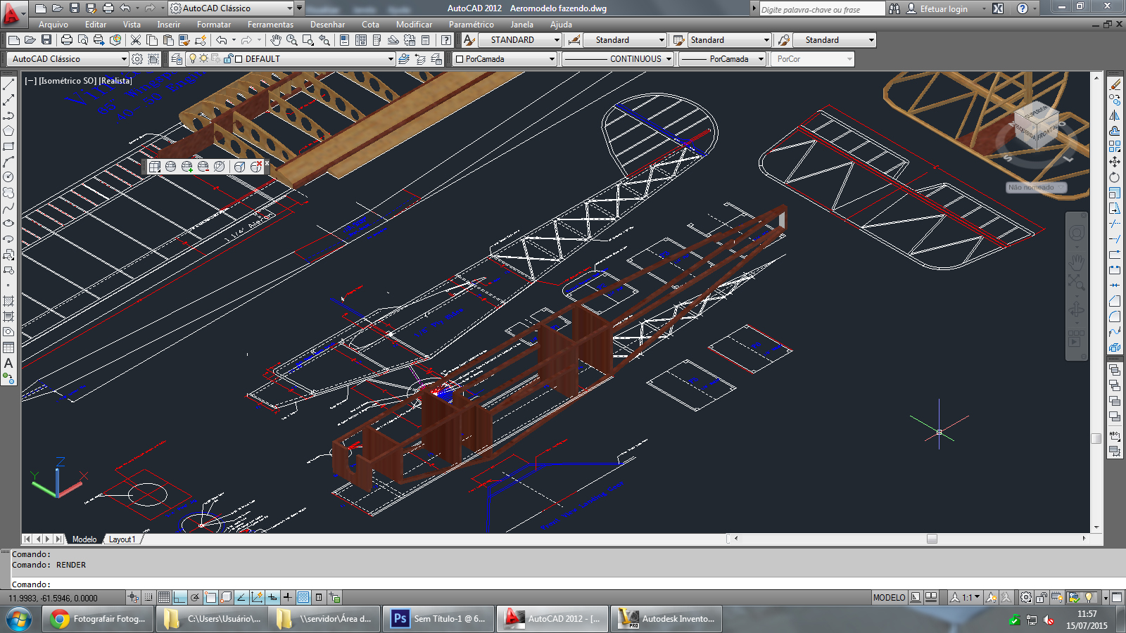 Projetos AutoCAD e Inventor: Aeromodelo feito em CAD 2 e 3D