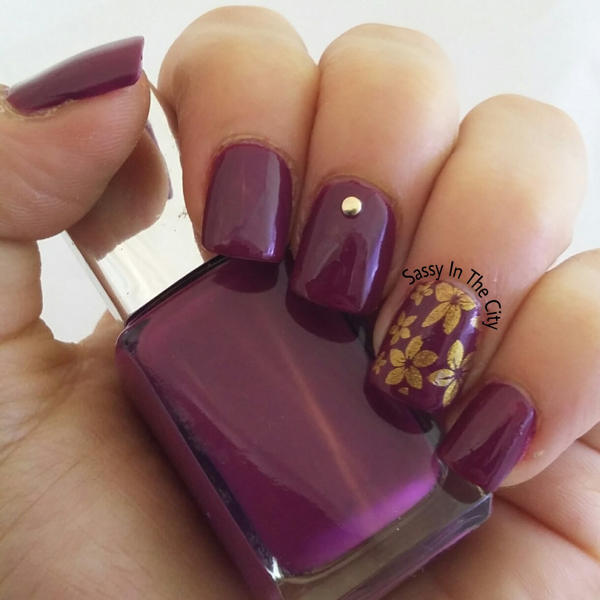 Sassy In The City: Hean #162 Purple & Gold Stamping Mani