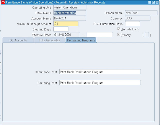 Automatic Receipts and Remittance In R12 | Oracle Techno & Functional