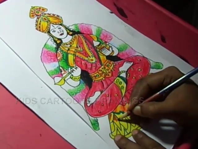 KIDS CARTOON DRAWINGS: How to Draw Goddess Matha Annapoorneshwari Drawing