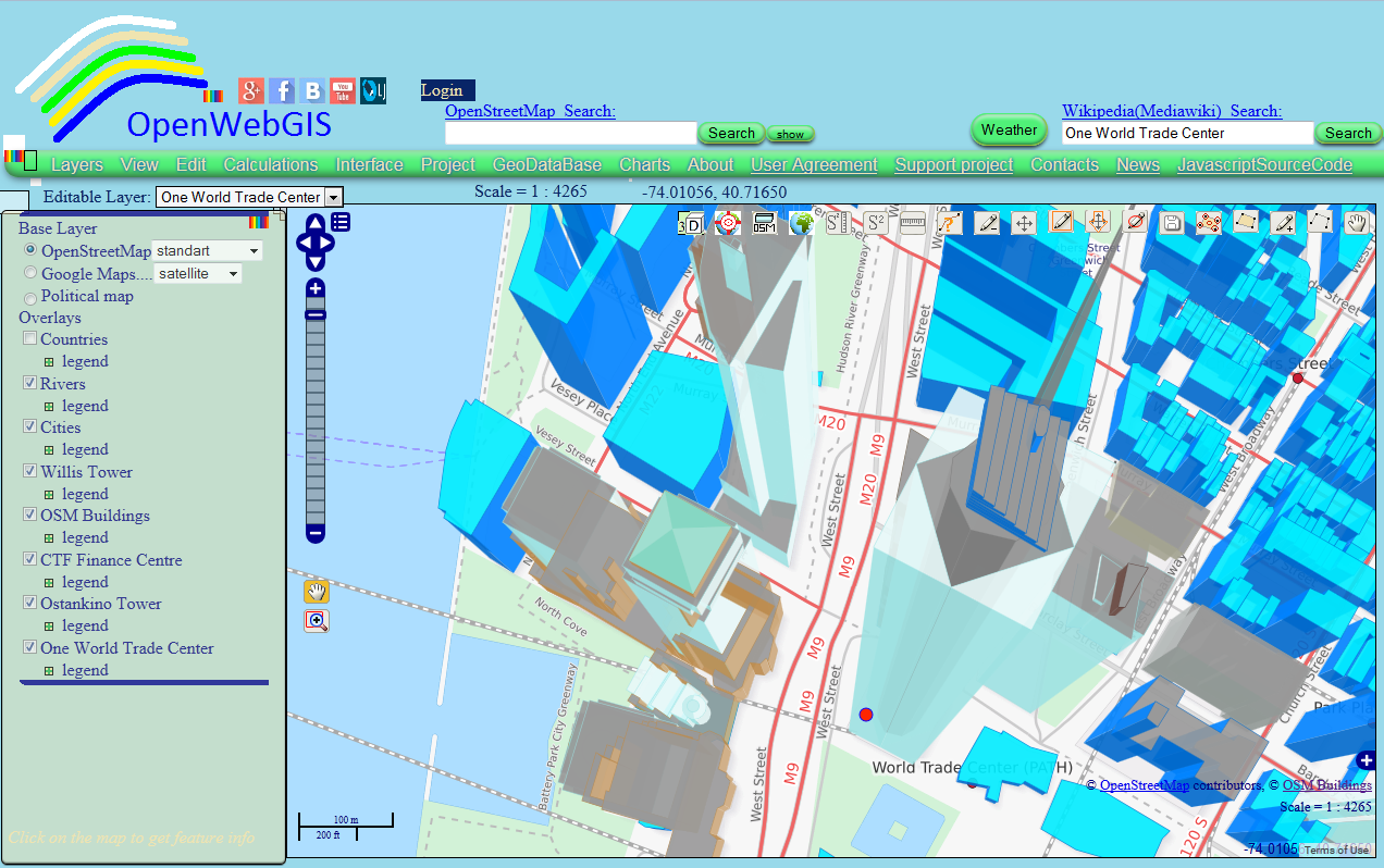 OpenWebGIS is free online GIS: Top 10 tallest freestanding structures on the map