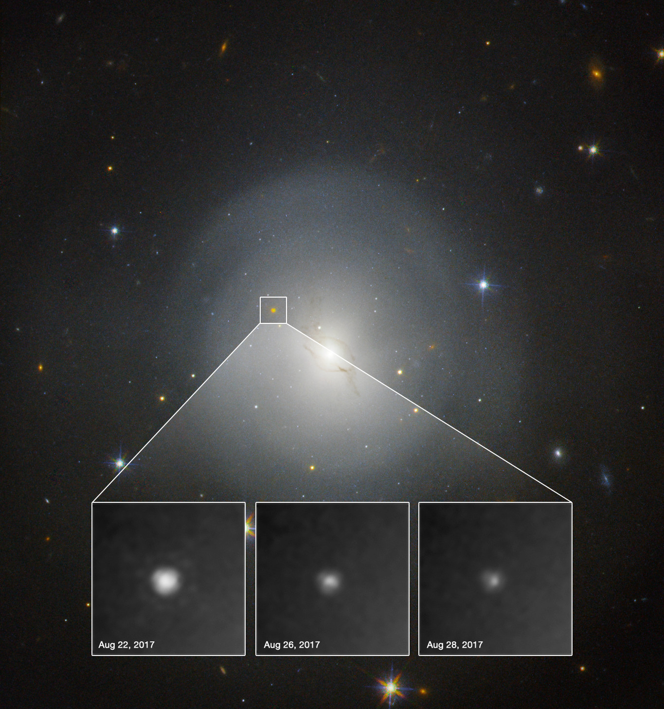 Hubble observes source of gravitational waves for the first time ...
