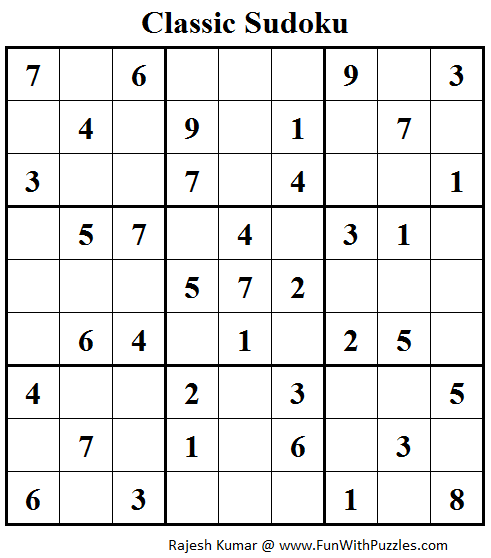 Classic Sudoku (Fun With Sudoku #87)