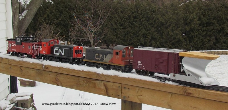 G-Scale Train Fun: Snow Plow in G-Scale Garden Train Land - 02-11-17