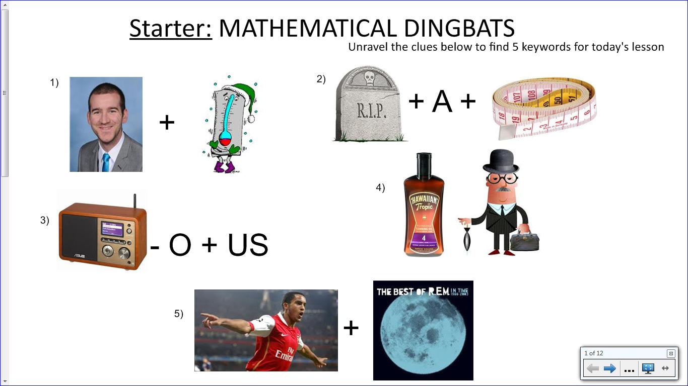 Mr Collins Mathematics Blog: Mathematical DINGBATS