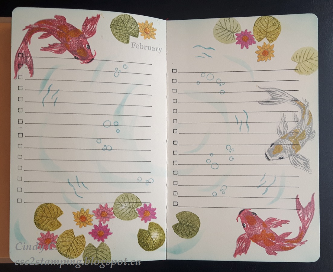 Escape to Stamping: Color Layering Koi Art Journal/Calendar page on a2z