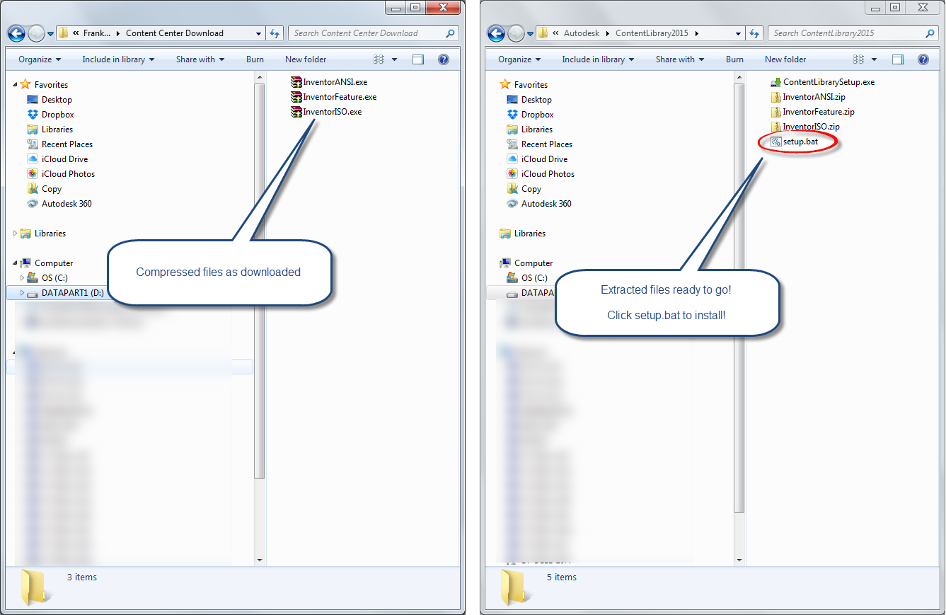 Compressed Content Center on the left.