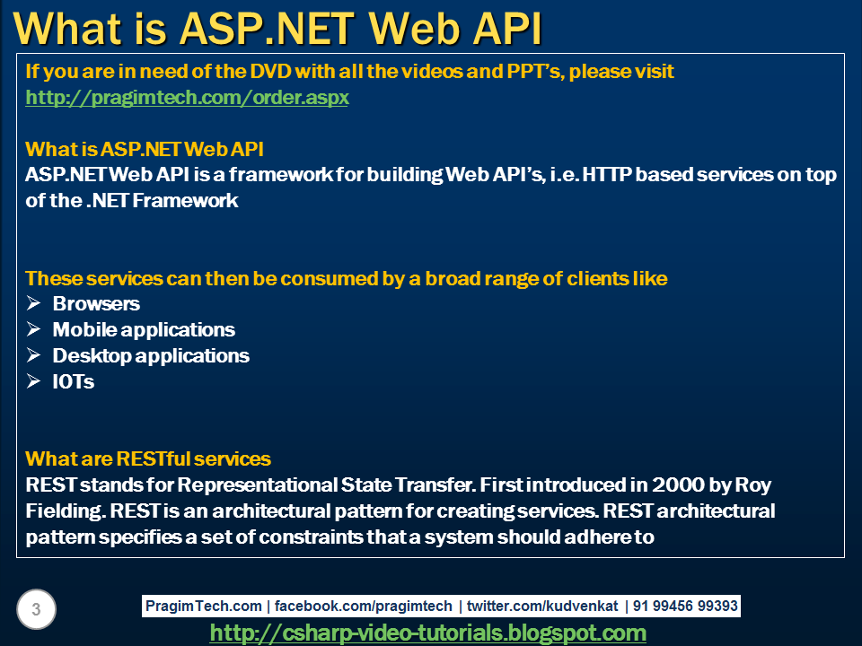 Sql server, .net and c# video tutorial: What is ASP.NET Web API