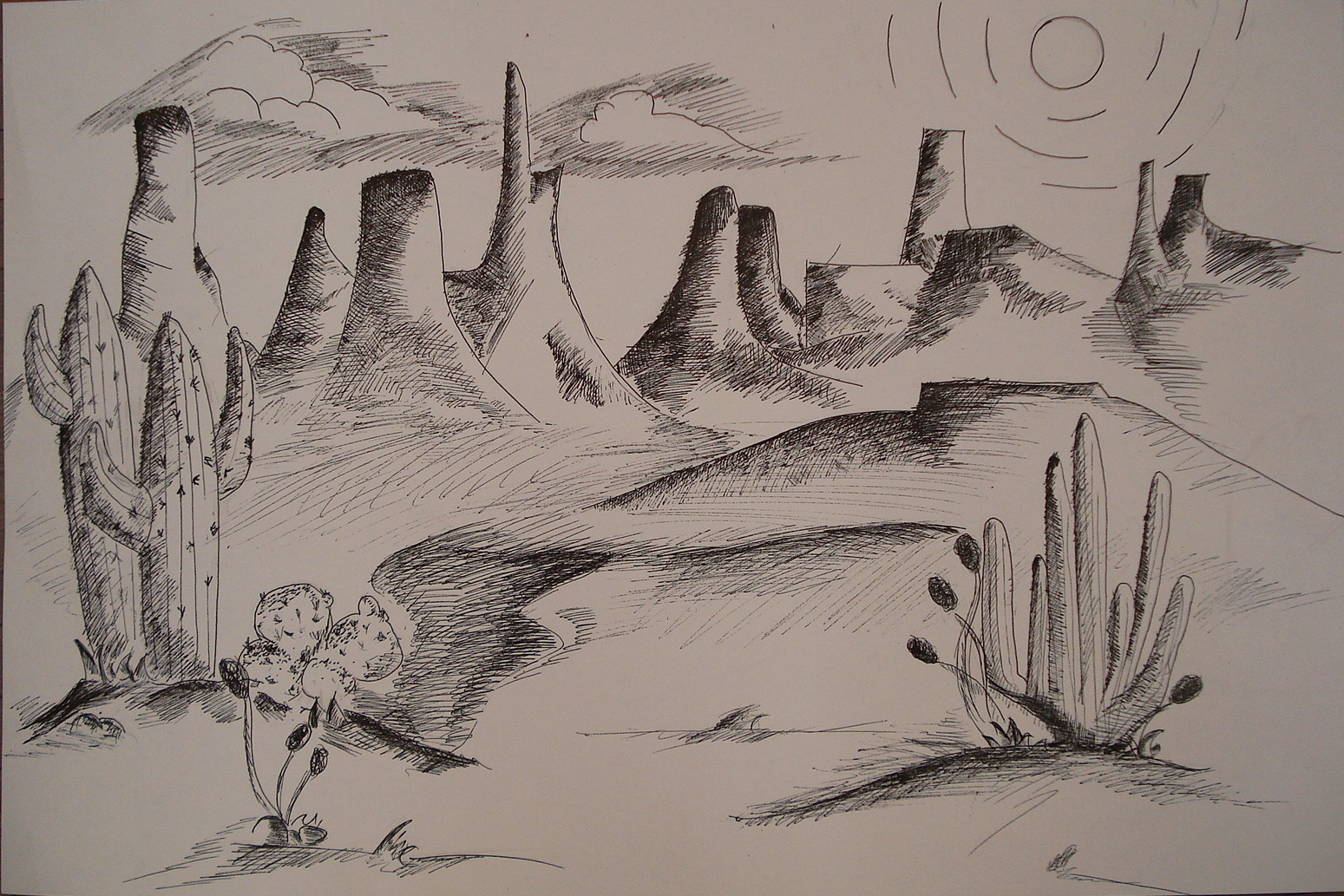 Desert Pen Drawings