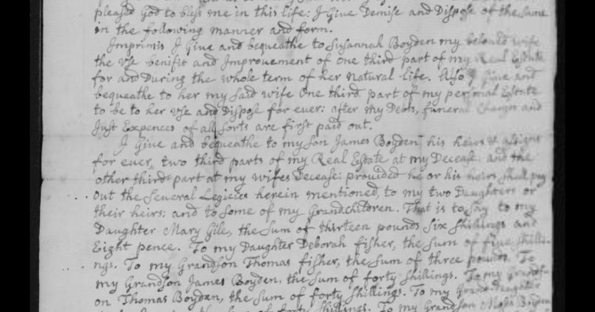 Genea-Musings: Amanuensis Monday - 1764 Will of Thomas Boyden (1682 ...