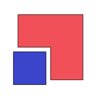 SQUARE PUZZLE - CUTTING A THREE-FOURTH OF A SQUARE INTO FOUR EQUAL PARTS
