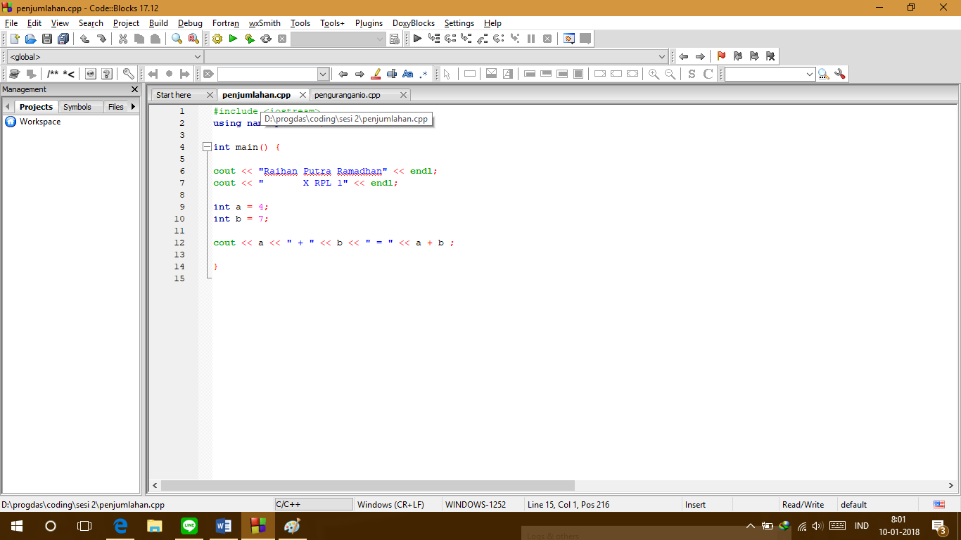 Cara Mengoding CPP Menggunakan Code Block ~ I Time