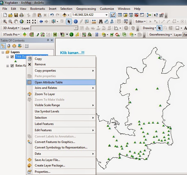 Menampilkan koordinat titik di ArcGIS 10 ~ Air Itu Mengalir