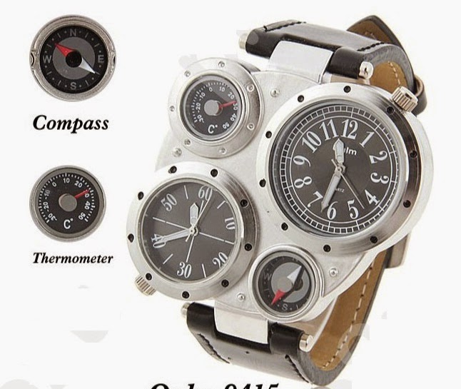 Jam tangan bentuk pelik kompas dan thermometer - kedai online