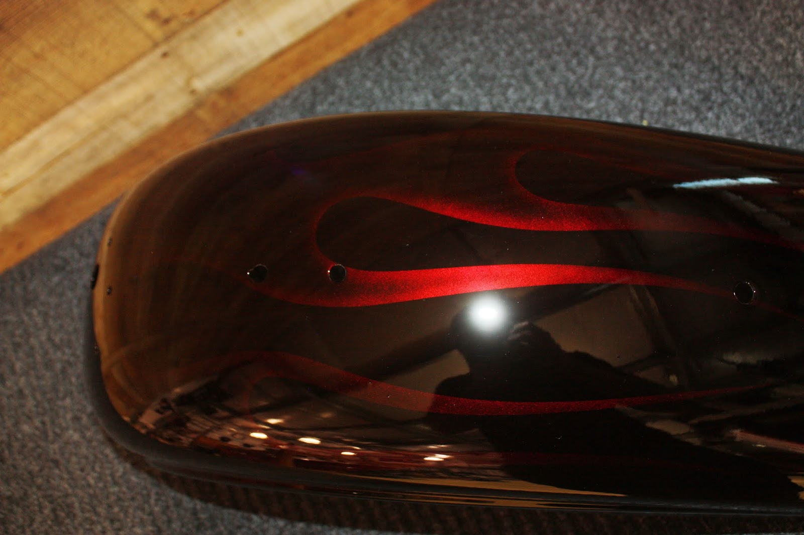 Online Motorcycle Paint Shop: Brandywine Candy Red Ghost Flames on black
