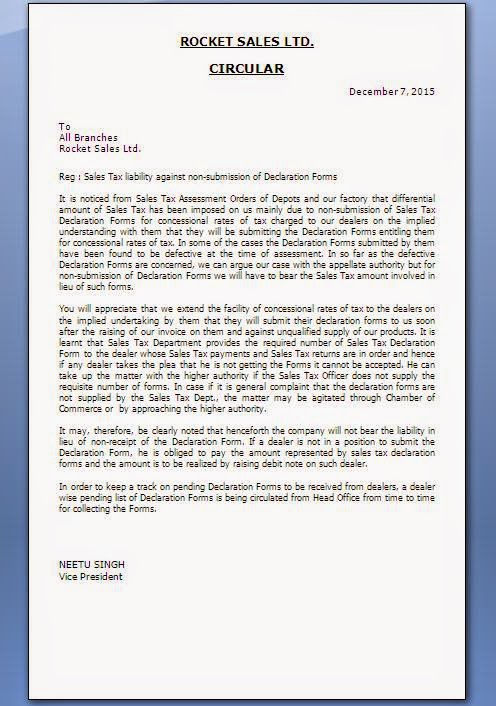 Office Circular Format For Customers