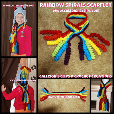 Calleigh's Clips & Crochet Creations: Rainbow Spiral Scarf-let - Free ...