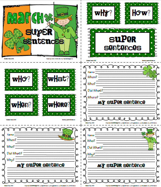 Sailing Through 1st Grade: March Super Sentences and Perfect Paragraphs