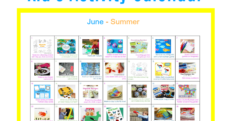 Summer Activity Calendar for Kids - 31 fun summer themed ideas - Messy ...