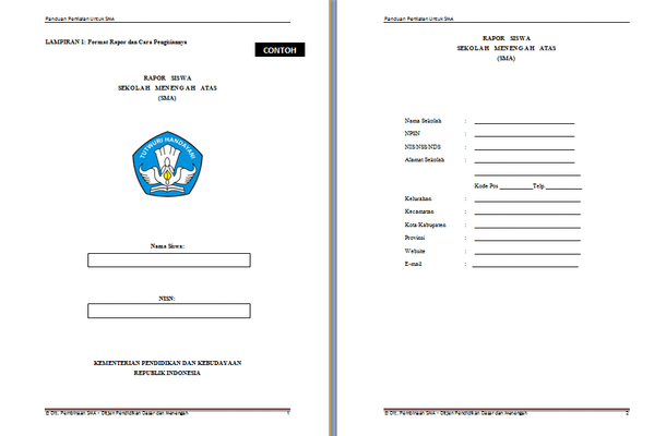Format Raport SMA dan Cara Pengisiannya